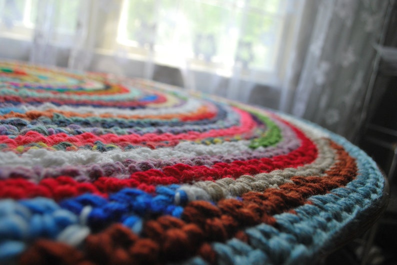 Multicolor 50'' Handmade Circle Rug | Etsy
