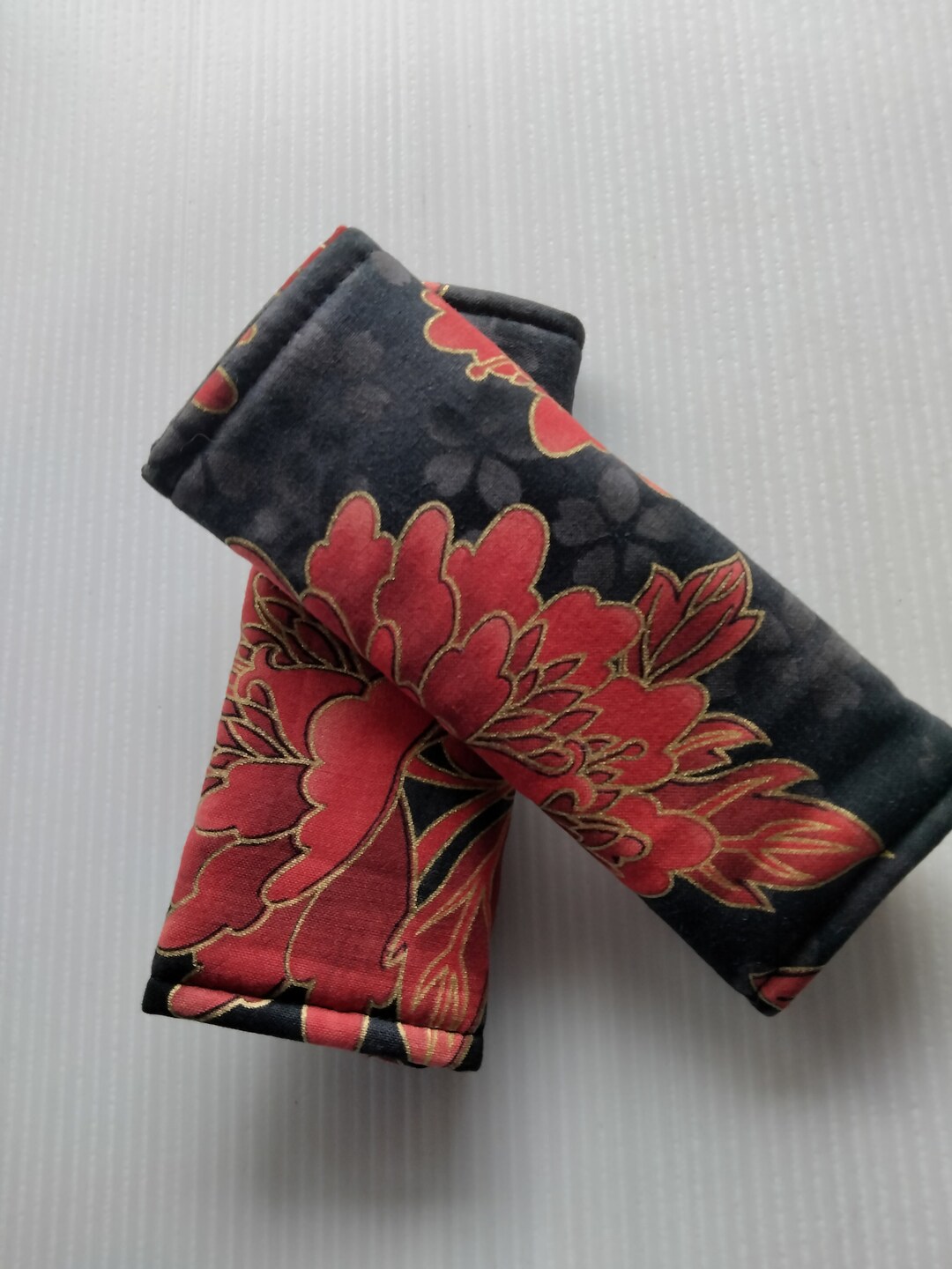 Luggage Handle Wrap Set of 2, Red Floral Pattern on Black Background - Etsy