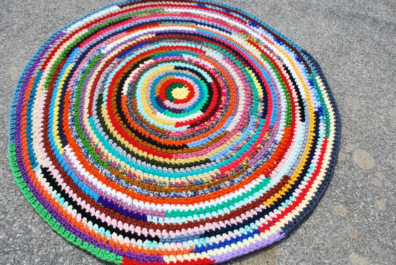 Multicolor 50'' Handmade Circle Rug - Etsy