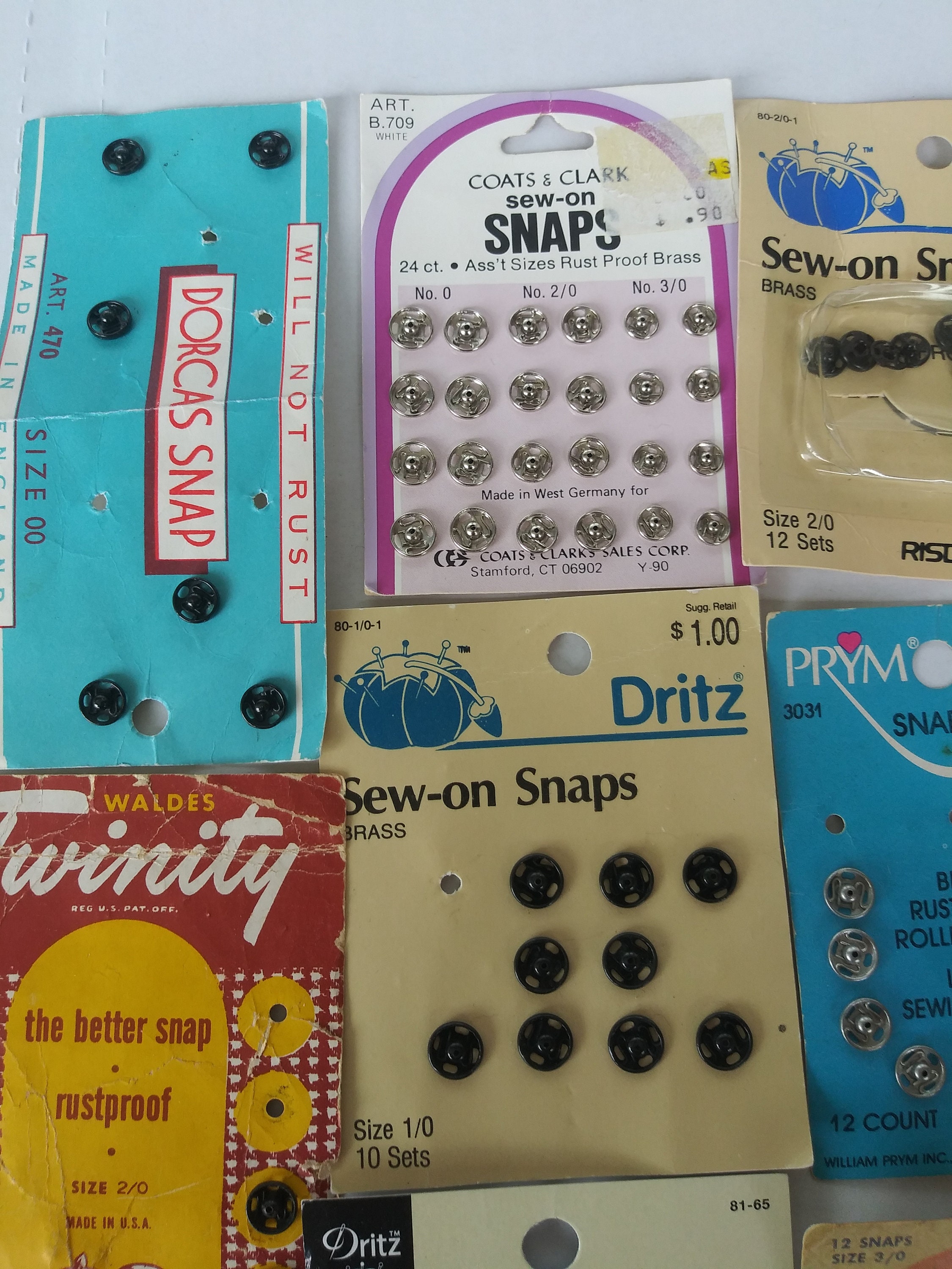 15 Cards Vintage Snap Fasteners - Etsy UK