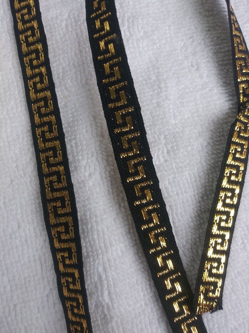 10 Yard Vintage Greek Key Ribbon Trim Gold-black Trims 3/8 | Etsy