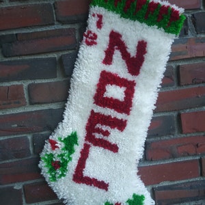 Vintage Christmas Stocking Handmade , Latch Hook Noel - Etsy