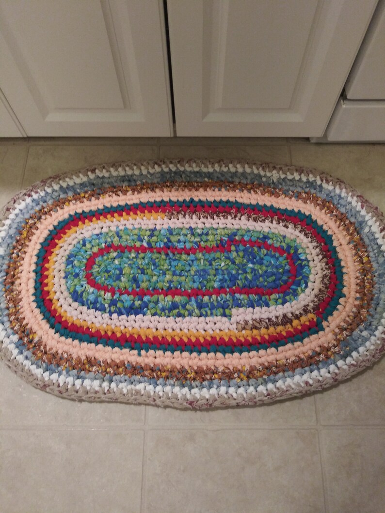 Oval Multicolor Crocheted Rag Rug - Etsy
