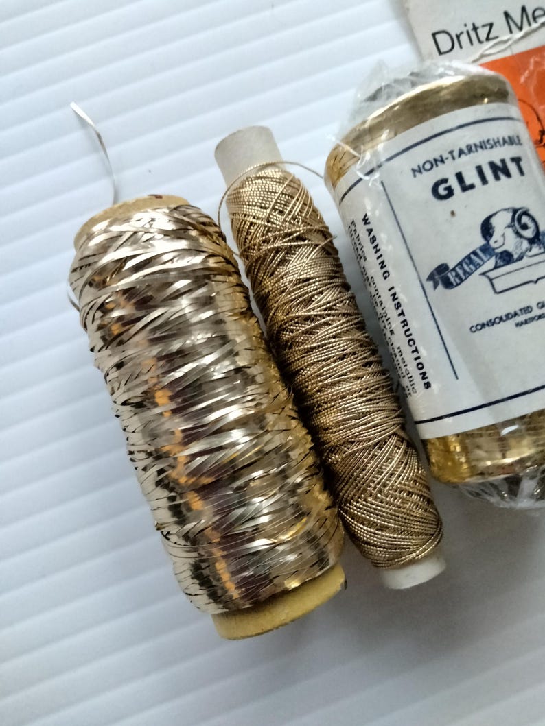 4 Spools of Gold Metallic Thread Vintage Thread - Etsy