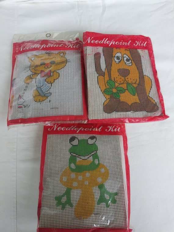 3 Vintage Needlepoint Kits | Etsy
