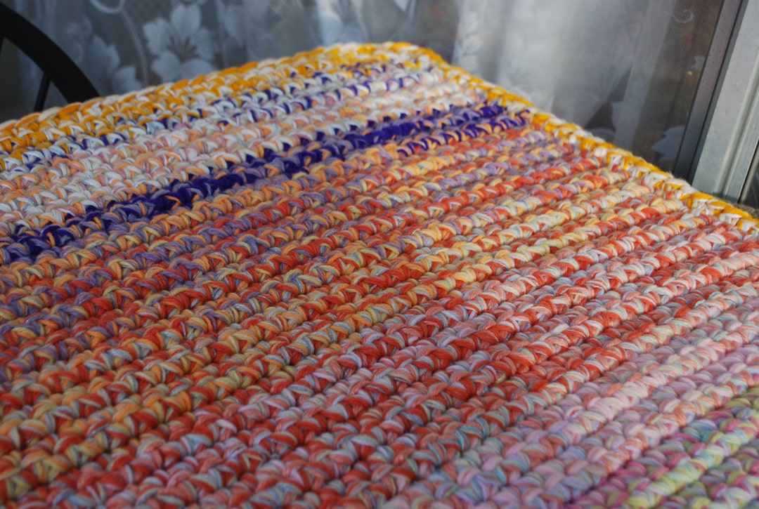 Multicolor Handmade Rectangular Crochet Rug - Etsy