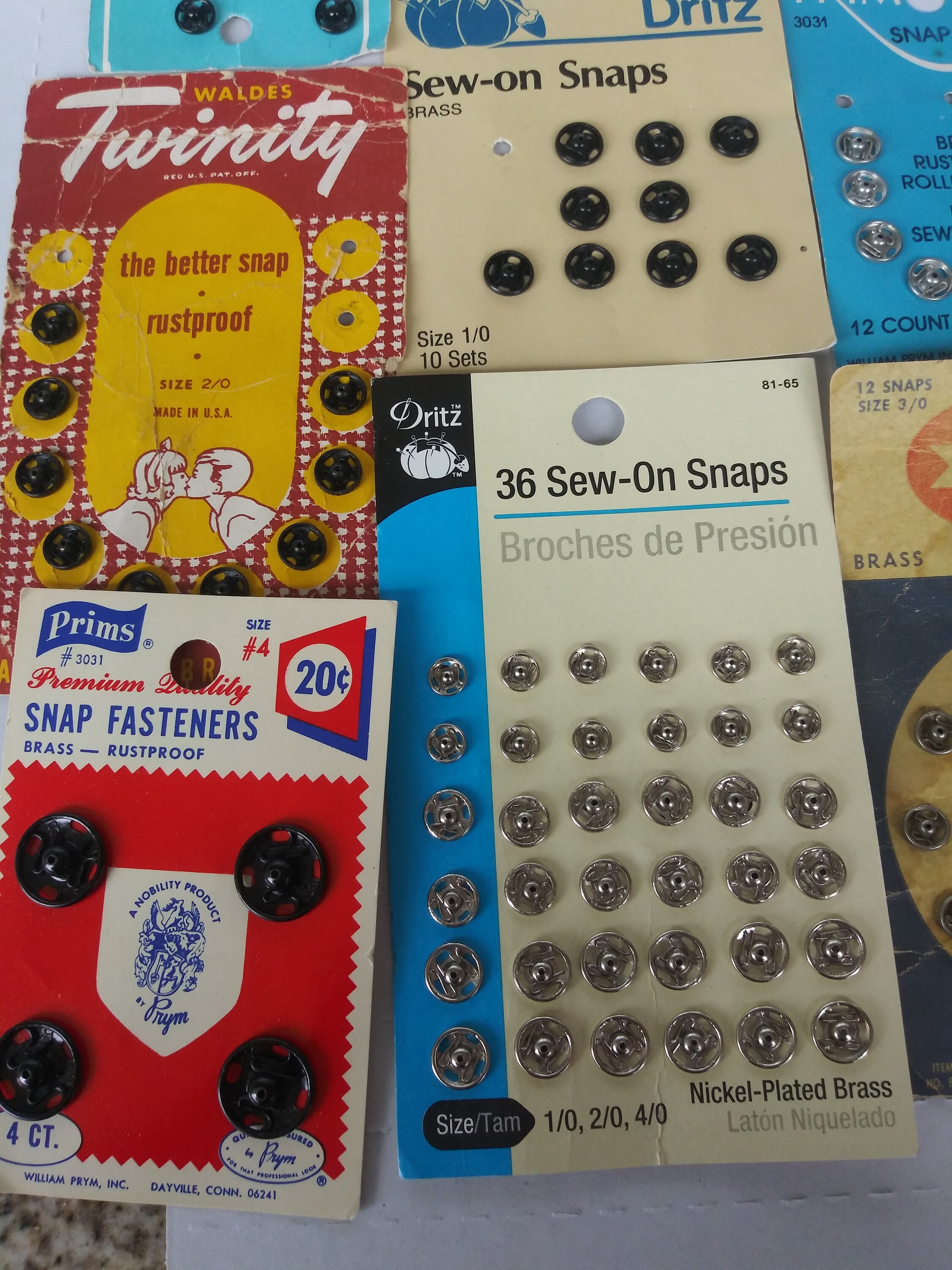 15 Cards Vintage Snap Fasteners - Etsy UK