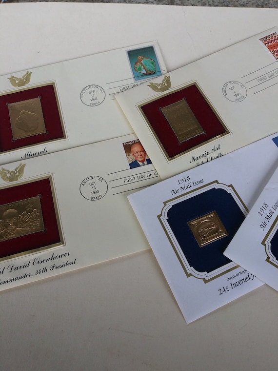 Set 5 Gold Stamp Replica First Day Issue Stamps - Etsy