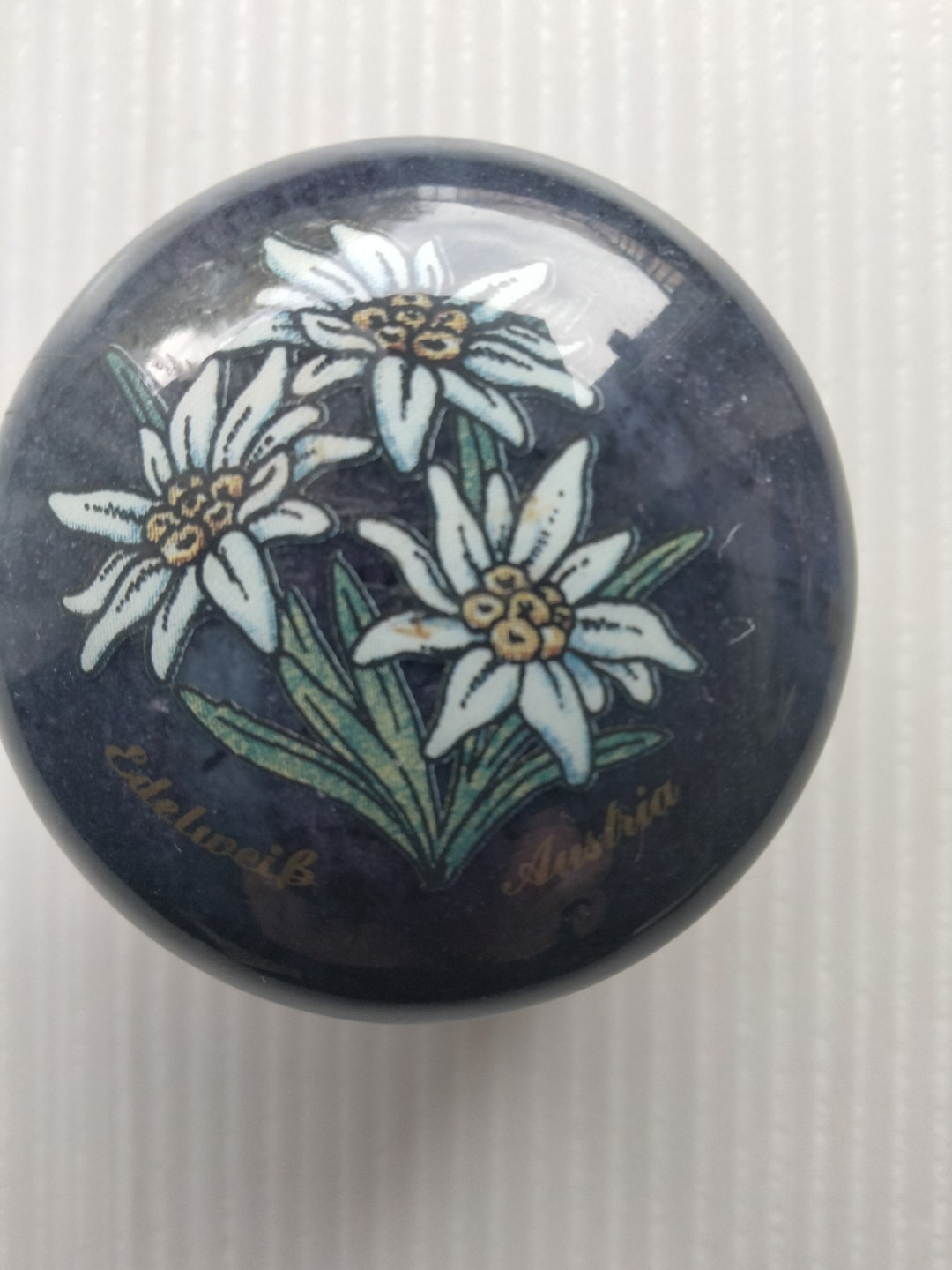 Vintage Edelweiss Flower Trinket Box Made in - Etsy