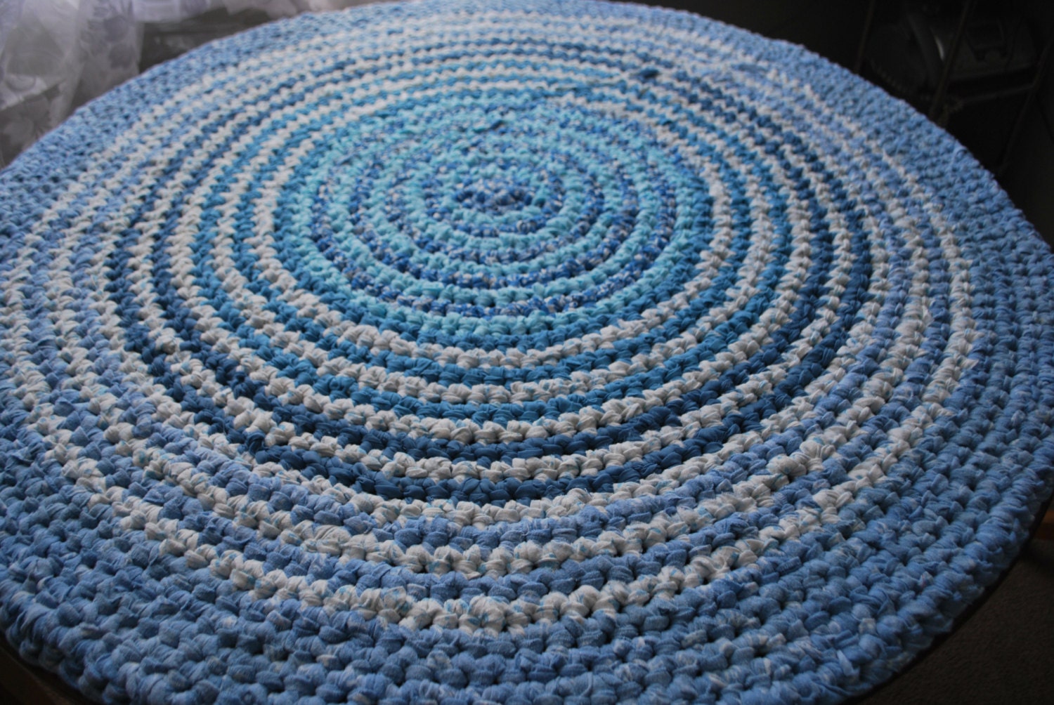 Blue and White Handmade Circle Rug - Etsy