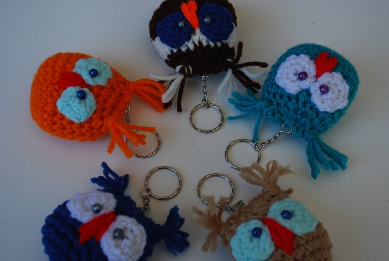 Brown Crocheted Owl Keychain - Etsy
