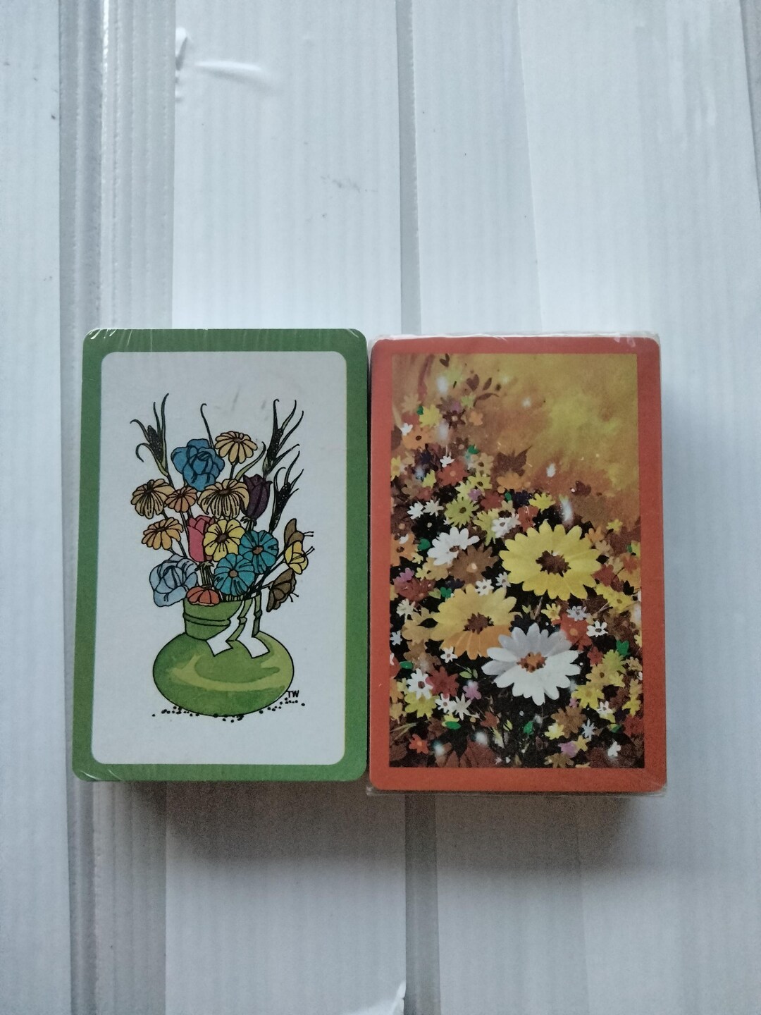 Vintage 2 Deck Playing Cards Flowers - Etsy