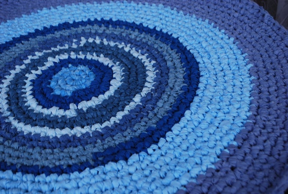 Blue Handmade Circle Rug - Etsy