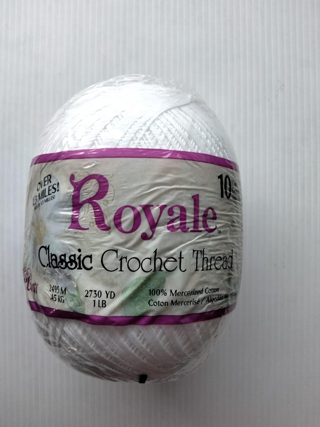 Royale Classic Cotton Crochet Thread Size 10 2730 YD 1 LB White - Etsy