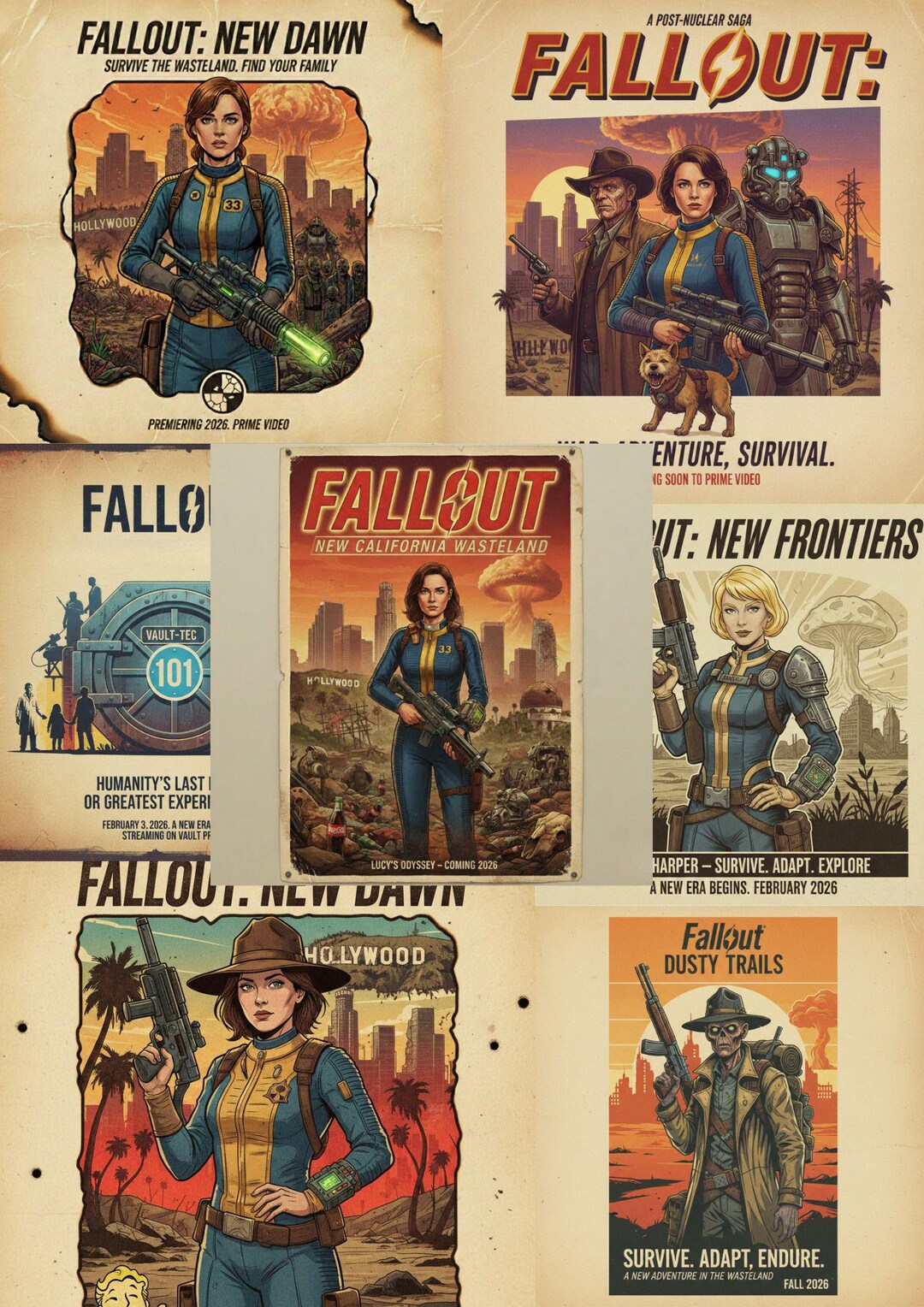 Fallout Inspired Poster Set – Wasteland Lucy & Vault Girl Art (digital ...