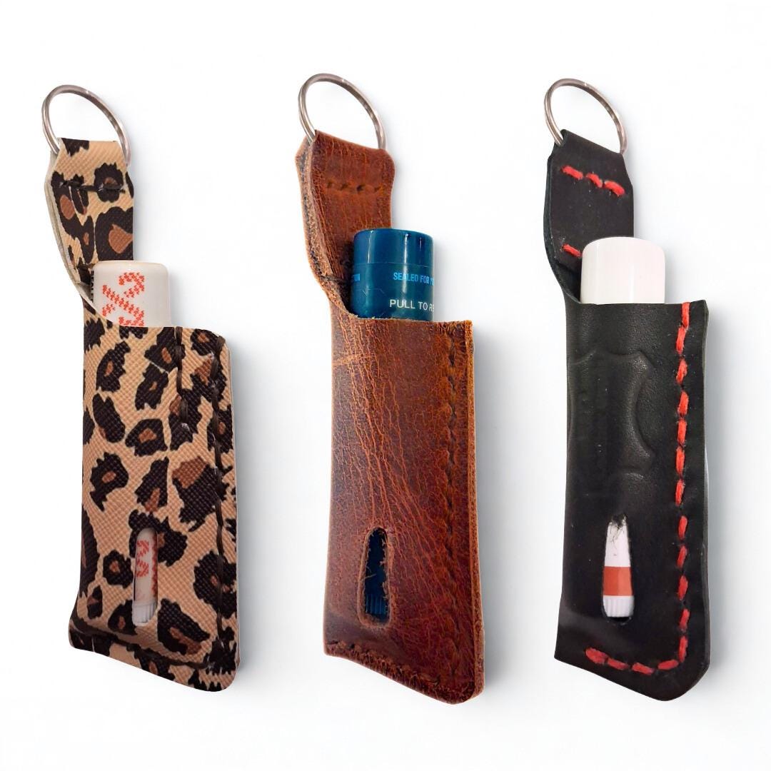 Leather Friction Fit Lip Balm Keychains - Etsy