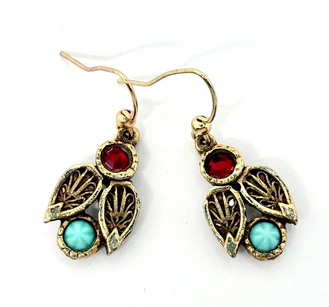 Vintage Ornate Gold Tone Dangle Hook Earrings, Unsigned Possibly ...