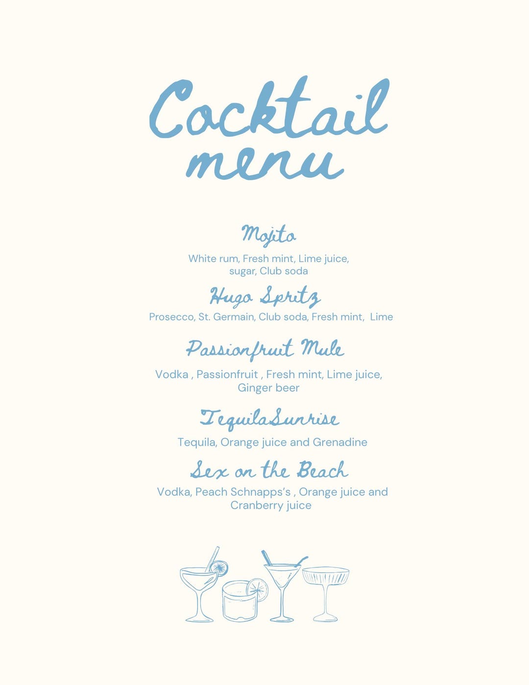 Minimalist Cocktail Menu Template (digital Download) - Etsy