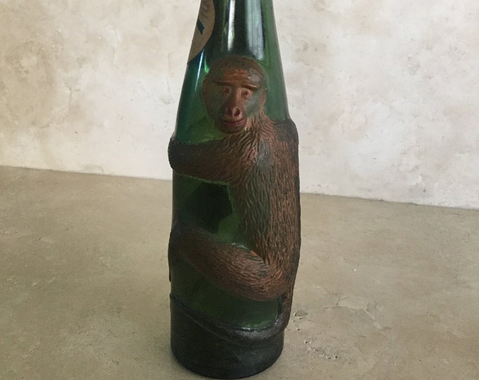 Vintage Embossed Monkey Wine Bottle / Green Bottle / Germany - Etsy