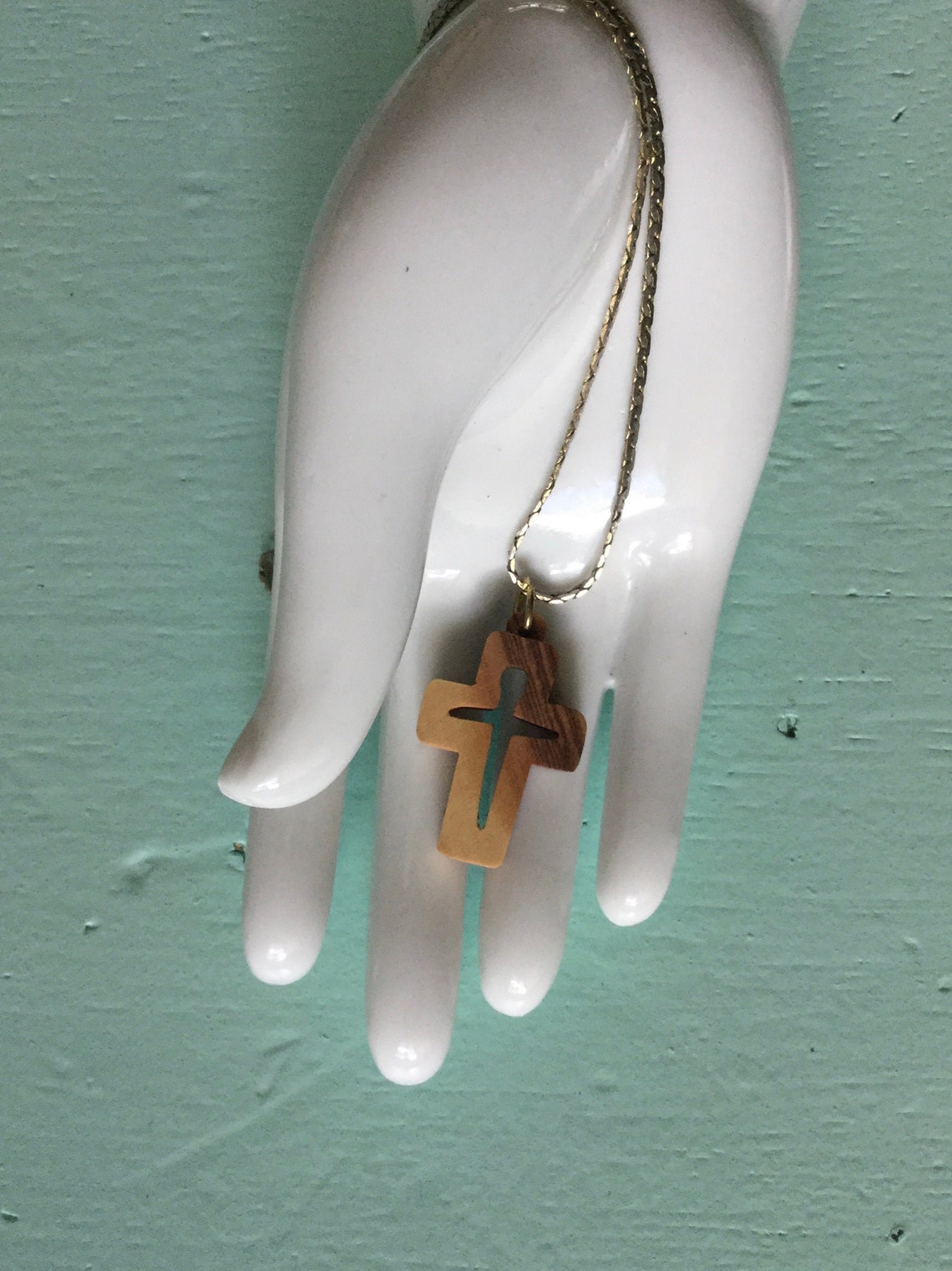 Beautiful Olive Wood Hand Carved Cross on Chain / Holy Land | Etsy