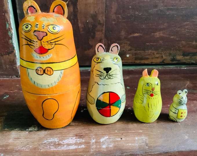 Cat and Mouse Nesting Boxes, 3 Cats and 1 Mouse Graduated Nesting Boxes ...