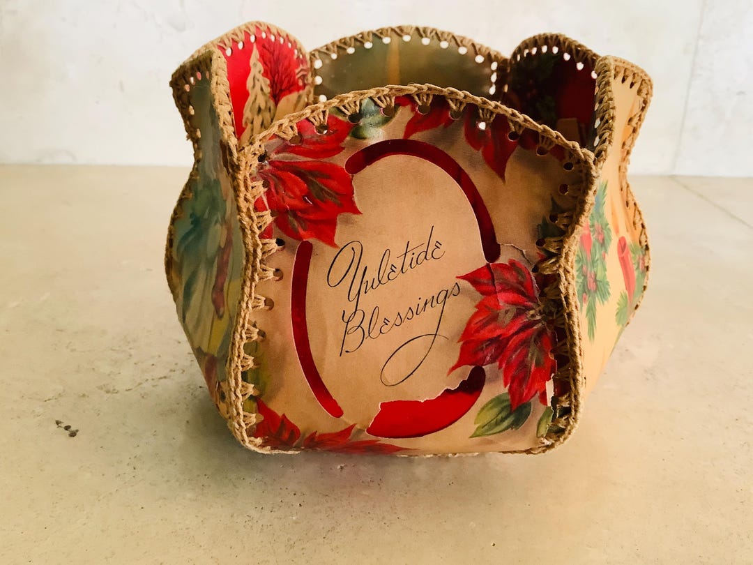 Vintage/ Antique Hand Crocheted Christmas Card Basket - Etsy