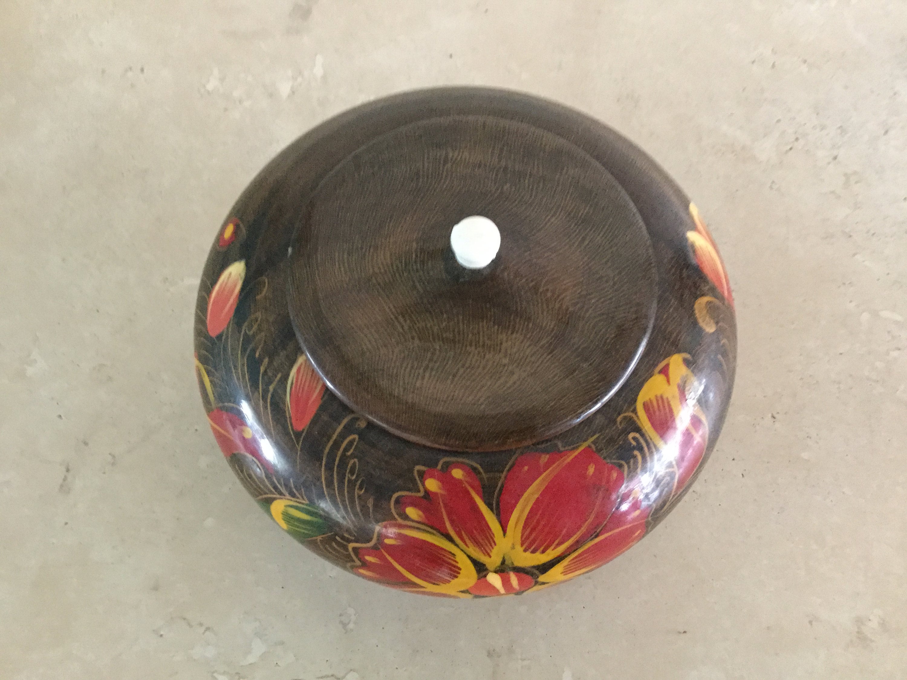 Pretty Hand Painted Wood Round Trinket / Jewelry Box with Lid | Etsy