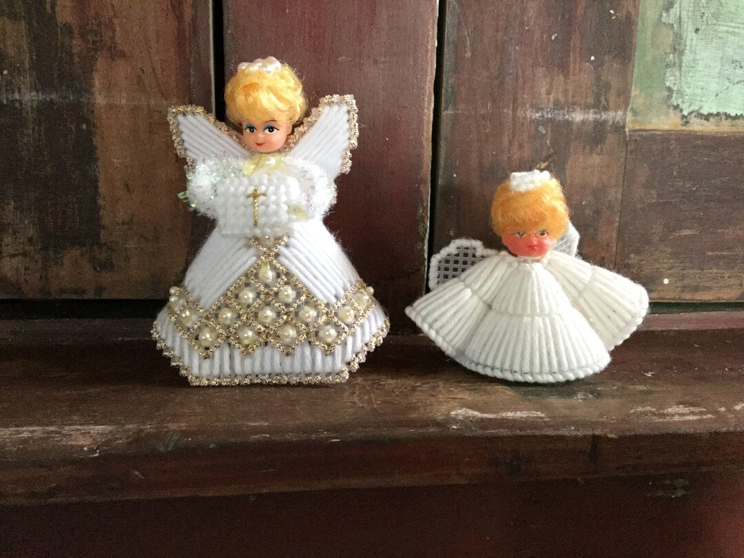 Set of 2 Plastic Canvas Angel Christmas Tree Topper / Ornament - Etsy