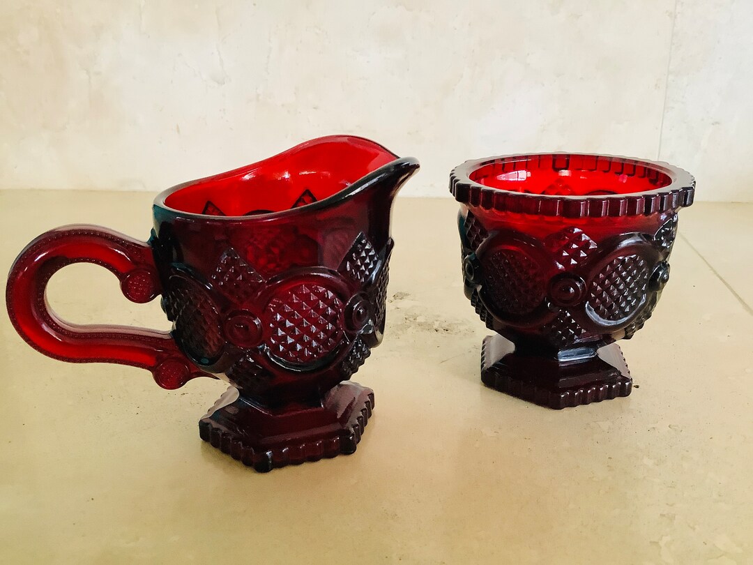 Vintage Avon Ruby Glass Cape Cod Cream and Sugar Set - Etsy