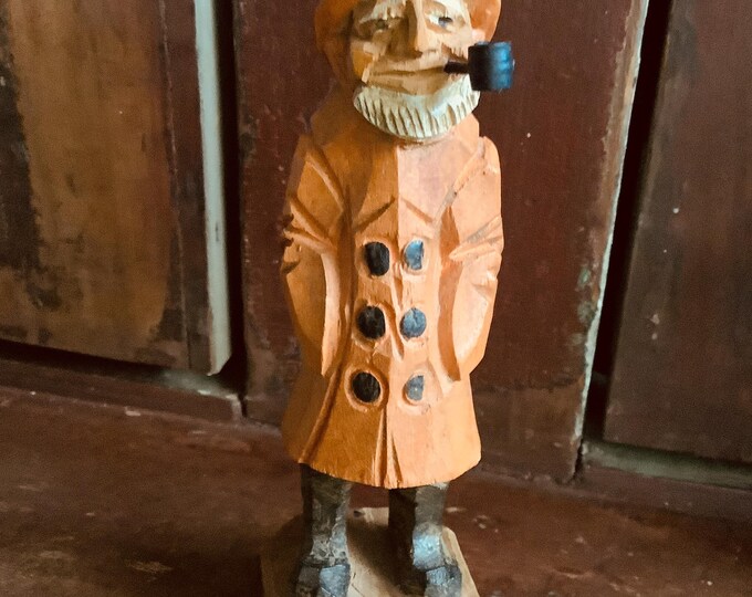 Vintage Hand Carved Wooden Sailor Statue / Seaman / Sea Captain Figure ...