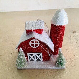 Red Glitter Barn With Silo Christmas Ornament, Christmas Barn ...