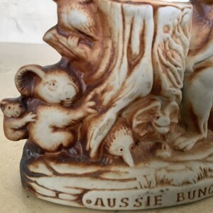Aussie Bunch Tan and Brown Ceramic Candle Holder 1993, Kangaroo, Koala ...
