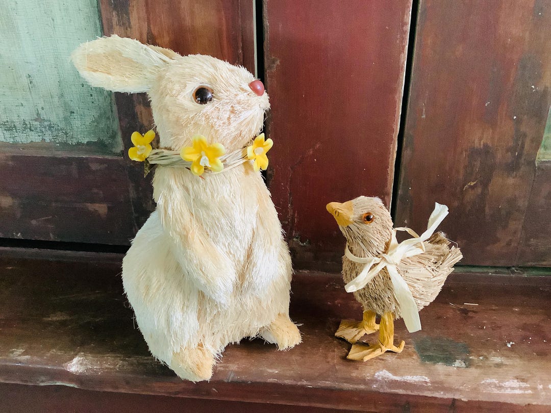 Sisal Straw Bunny and Easter Duck Easter Home Decor, Easter Decoration ...
