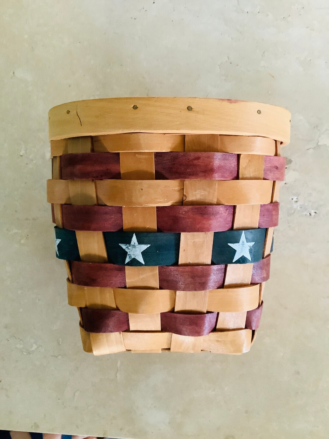Vintage Handmade Patriotic American Flag Basket / Catchall Basket - Etsy