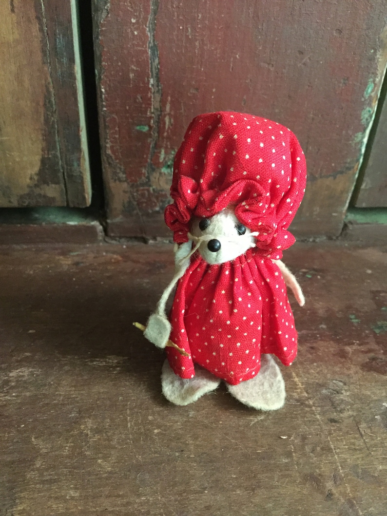 Mini Vintage Stuffed Mouse in a Red and White Polka Dot Outfit - Etsy