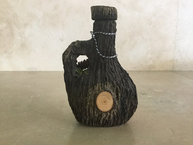 Vintage Wood Bark Design Liquor Decanter by Gebirgs Enzian of Germany ...