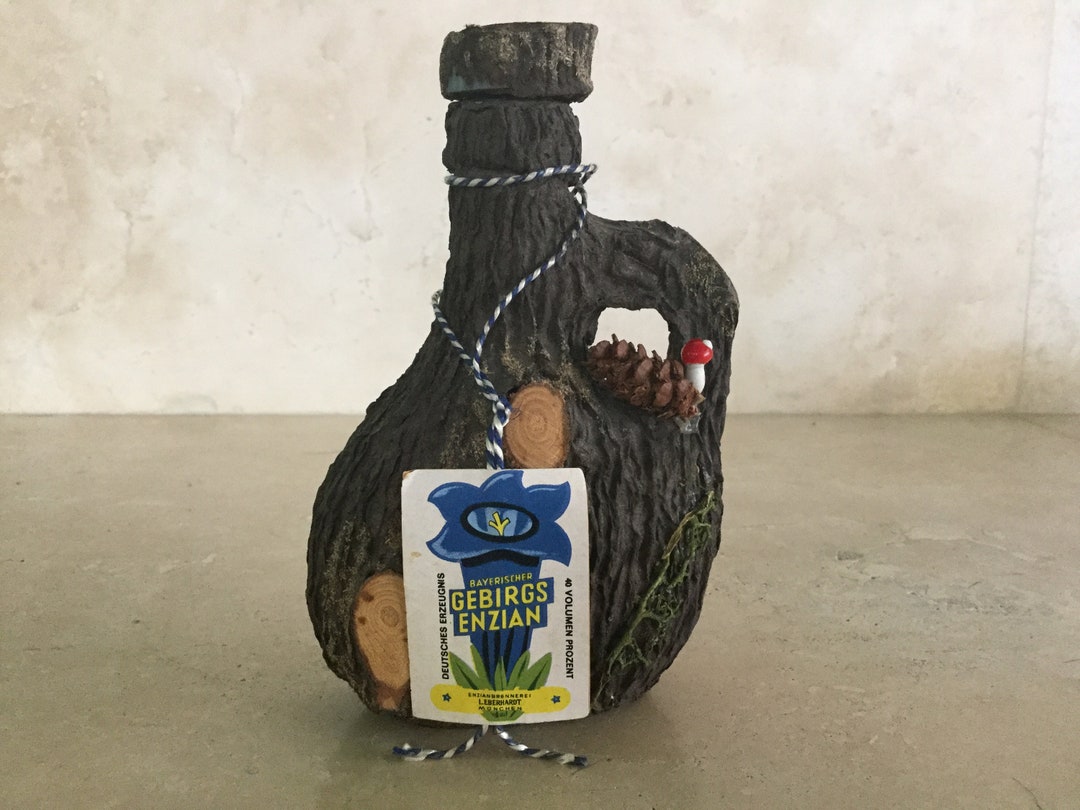 Vintage Wood Bark Design Liquor Decanter by Gebirgs Enzian of Germany ...