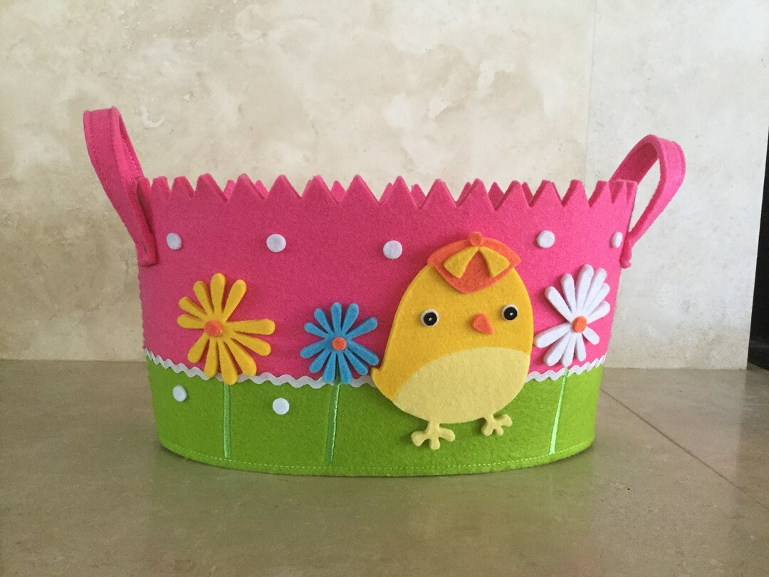 Adorable Large Felt Easter Basket / Easter Decoration - Etsy