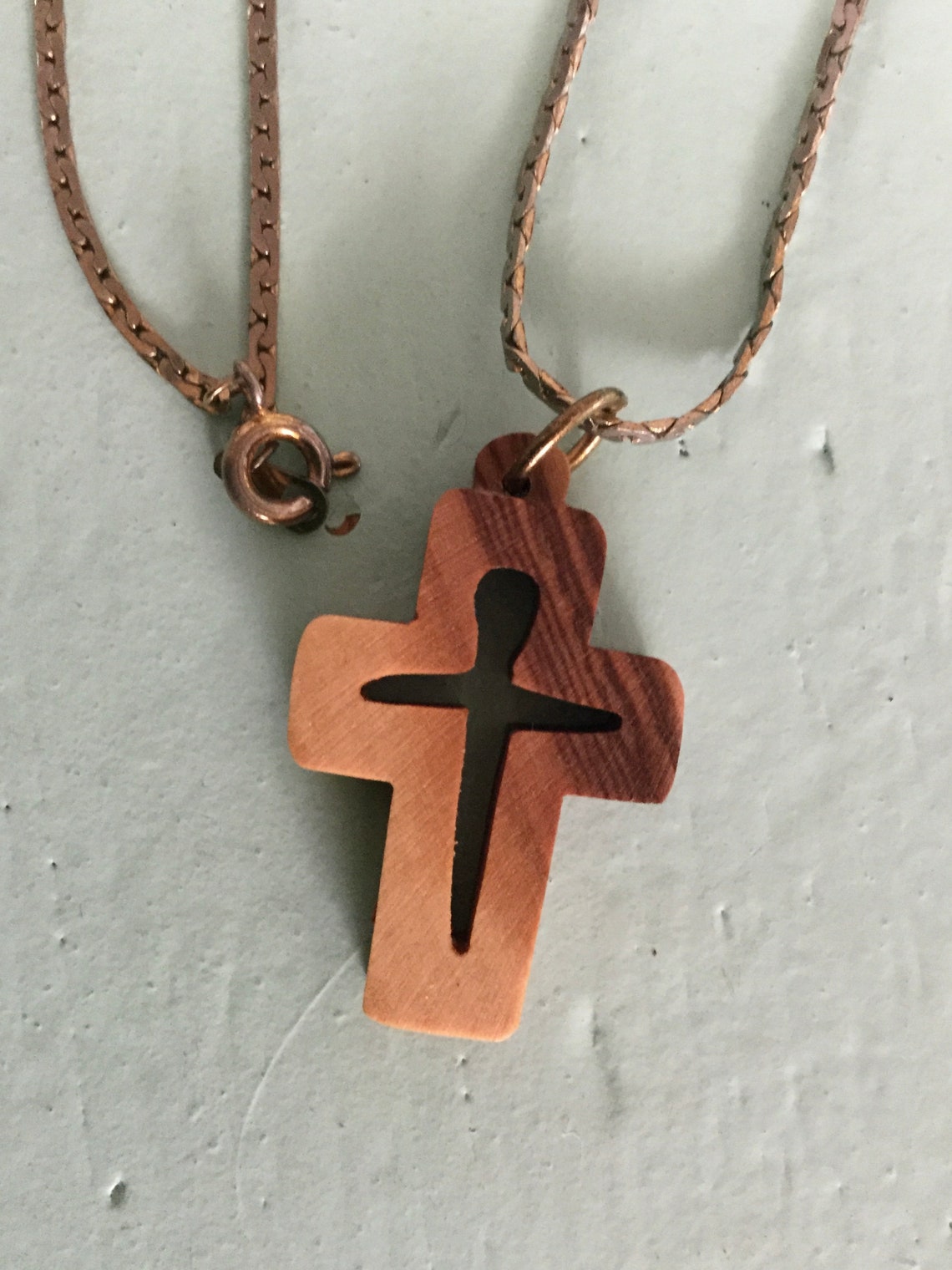 Beautiful Olive Wood Hand Carved Cross on Chain / Holy Land | Etsy