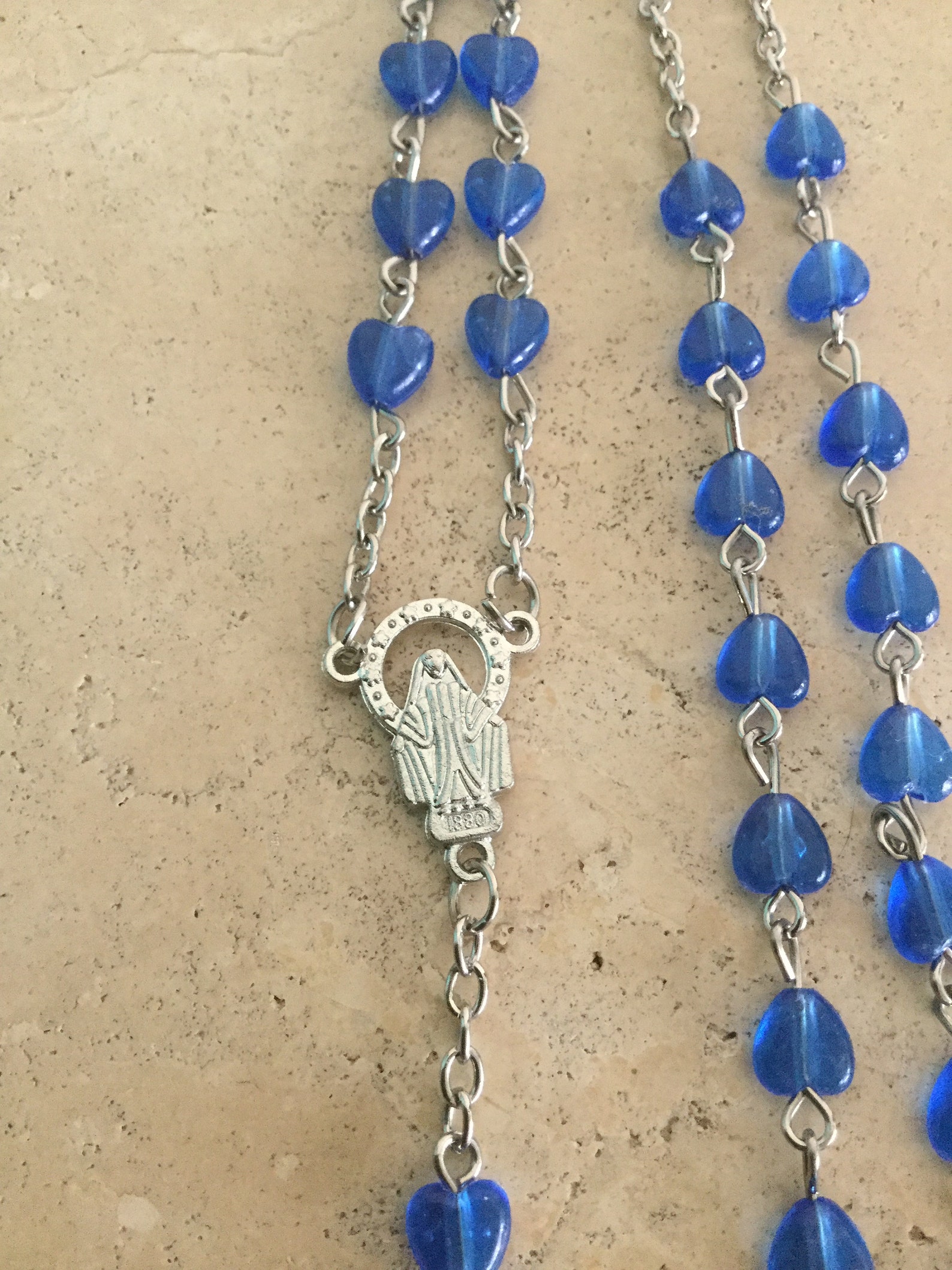 Vintage Blue Hearts Plastic Rosary Beads and Holy Water / | Etsy