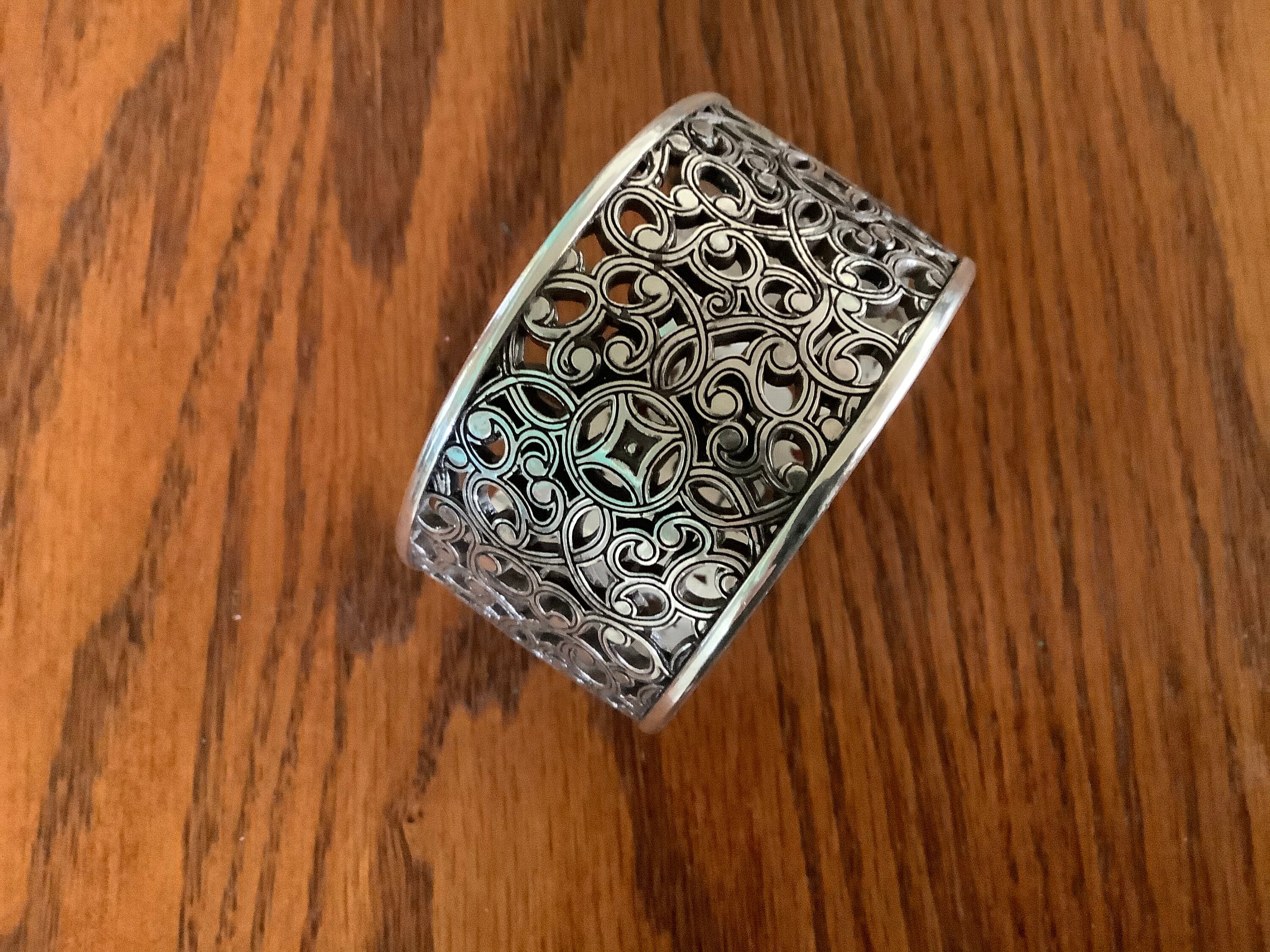 Wide Heavy Filigreed Band Bracelet / Silver Tone Bangle | Etsy