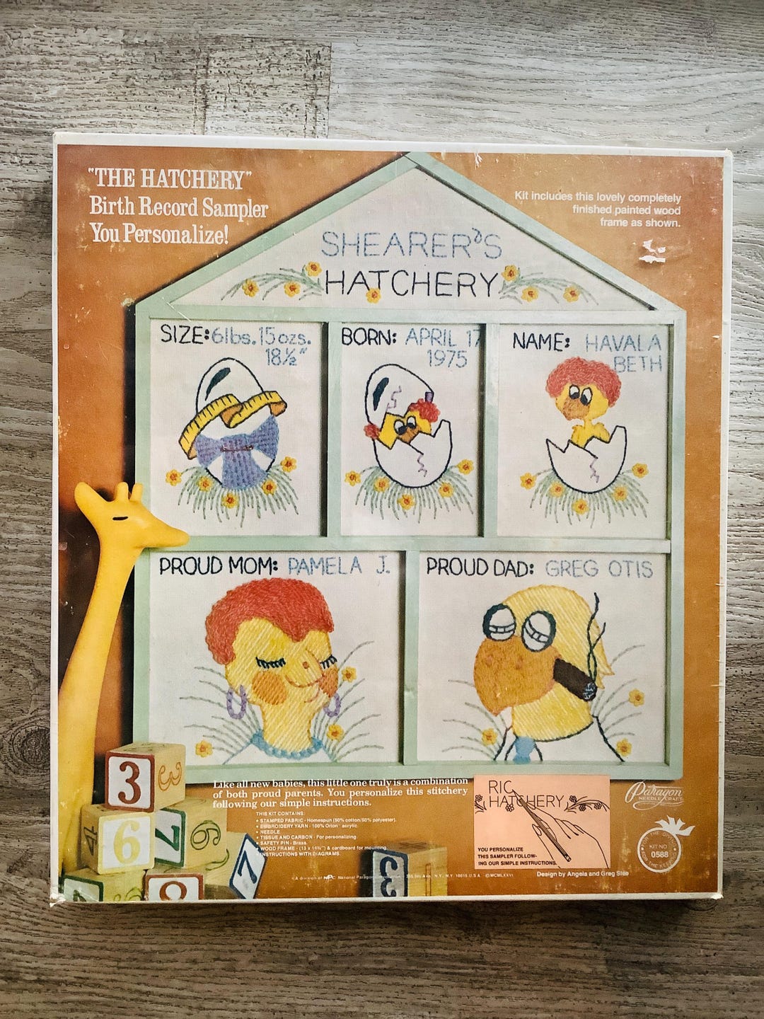 Vintage 1976 Birth Record Sampler: the Hatchery Paragon Needle Craft ...