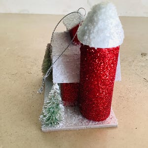Red Glitter Barn With Silo Christmas Ornament, Christmas Barn ...