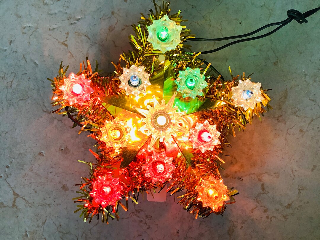 Retro Mini Multi Colored Lighted Christmas Star Tree Topper / - Etsy