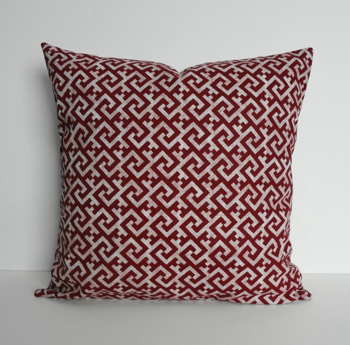 RED Greek Key Decorative Pillow Cover Burgundy Crimsom - Etsy