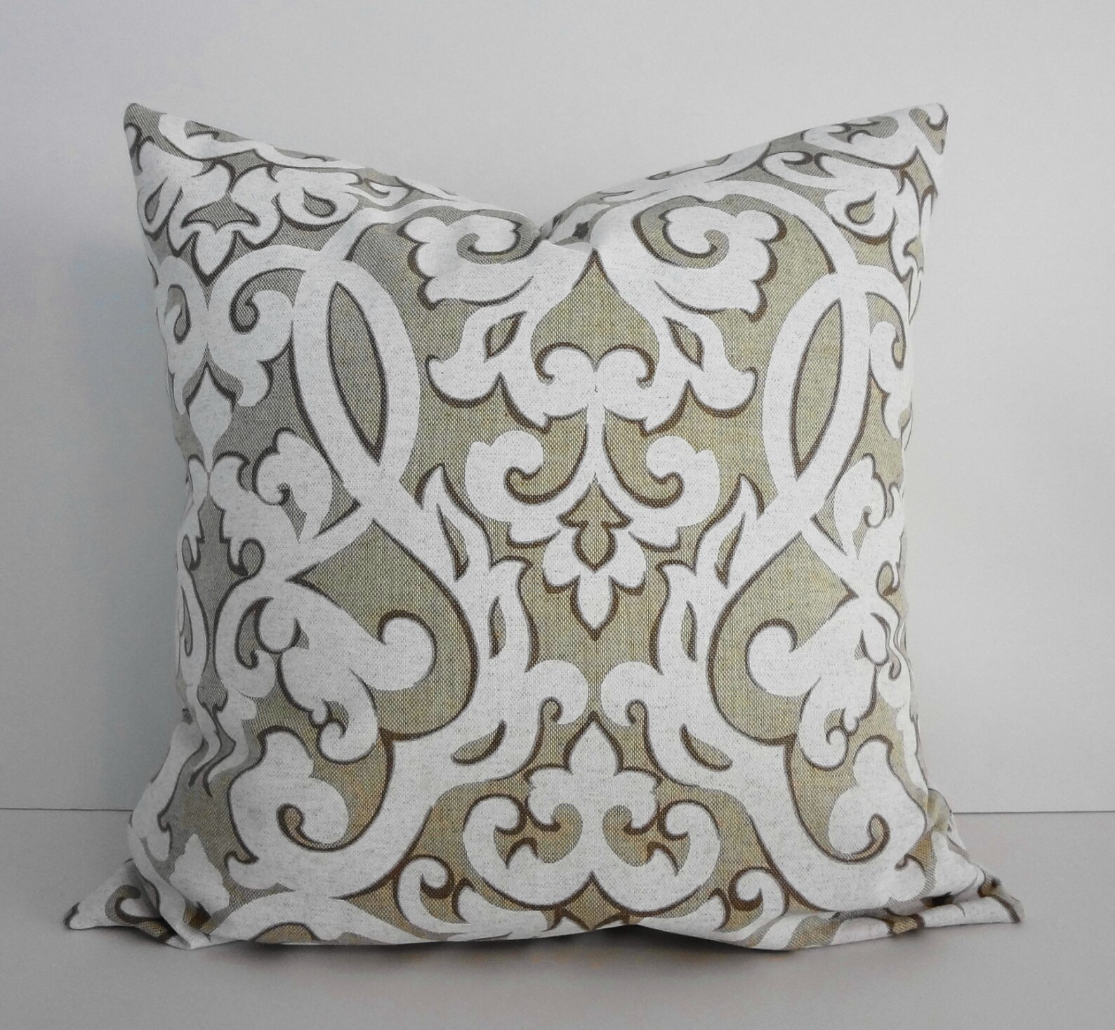Shabby Chic Decorative Pillow Cover, Evening Scroll, Stone, Cottage ...