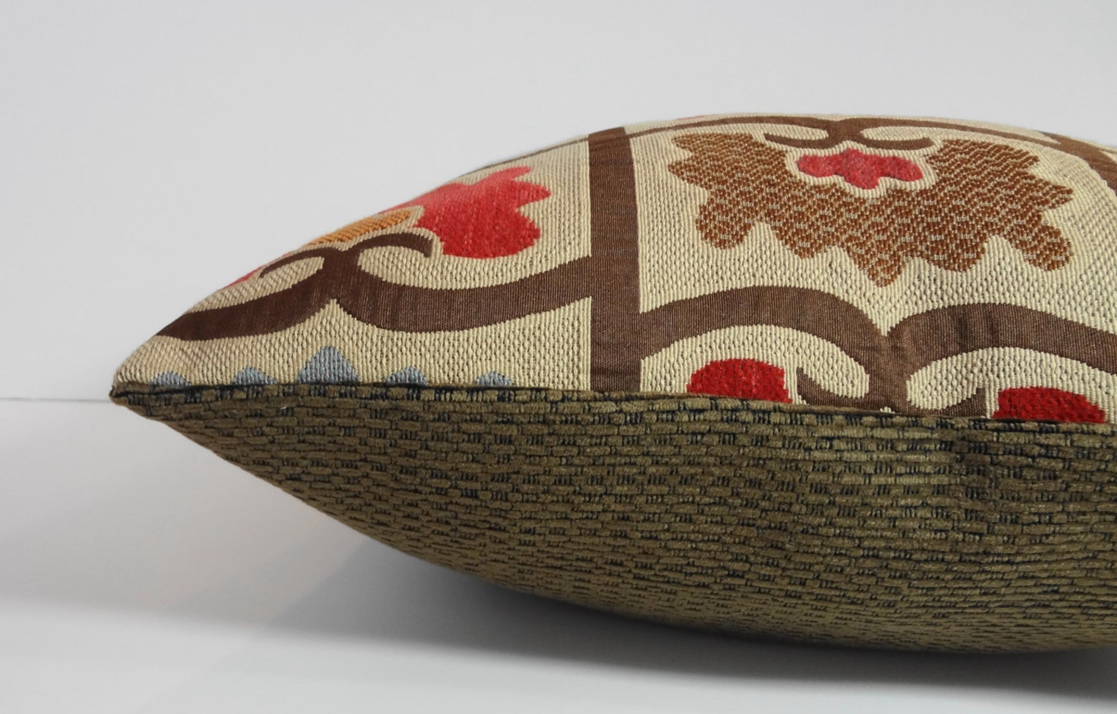Decorative Chenille Throw Pillow Cover Brown Red Cushion Etsy
