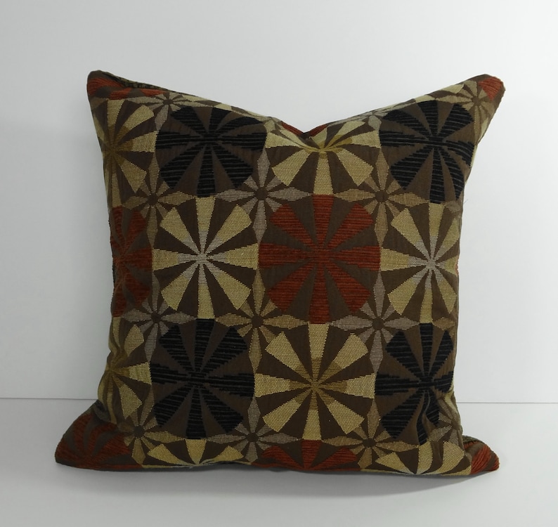 Decorative Pinwheel Pillow Cover in Brown, Tan and Black 16x16, Cushion ...
