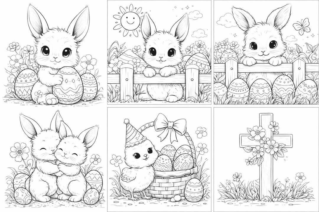 Easter Bunny Coloring Pages – Kids Spring Activity Book (PDF Download ...