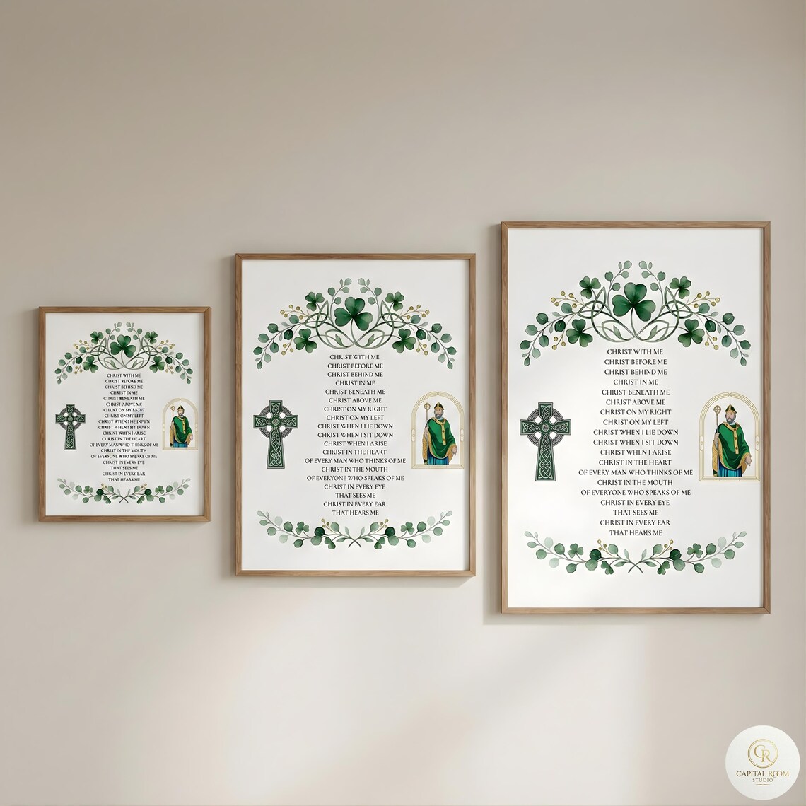 St. Patrick’s Breastplate Prayer Art, Celtic Clover Irish Catholic ...